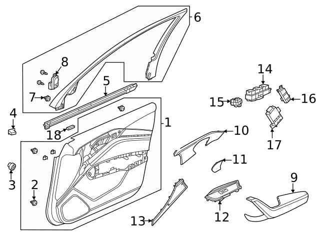 2021-2023 Acura TLX Door Trim Panel 83551-TGV-A13ZC | AutoNation Parts