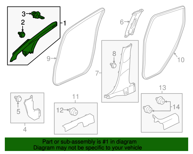 84101-T7W-A01ZA - Garnish Assembly R Front Pillar *NH882L* (Platinum ...