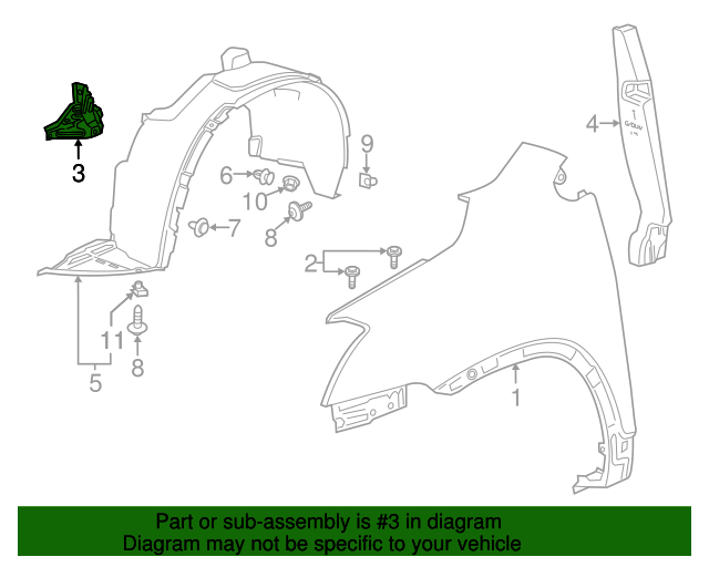 2017-2022 Buick Encore Front Driver Side Fender Front Bracket 42334481 ...