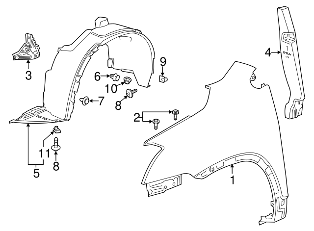 2017-2022 Buick Encore Front Driver Side Fender Front Bracket 42334481 ...