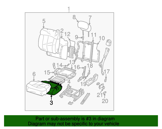 2003-2007 GM Pad,D/Seat Cush 19330710 | GM Parts Center