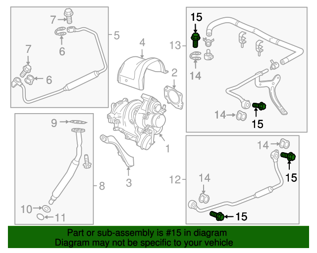 11561875 - Turbocharger Coolant Feed and Return Pipe Bolt 2011-2016 ...