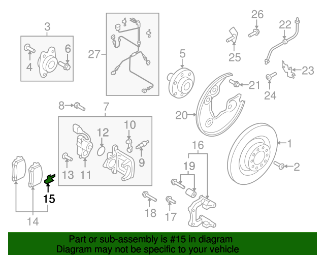 2003-2018 Audi Brake Pads Plate 3D0-615-231 | Audi USA Parts