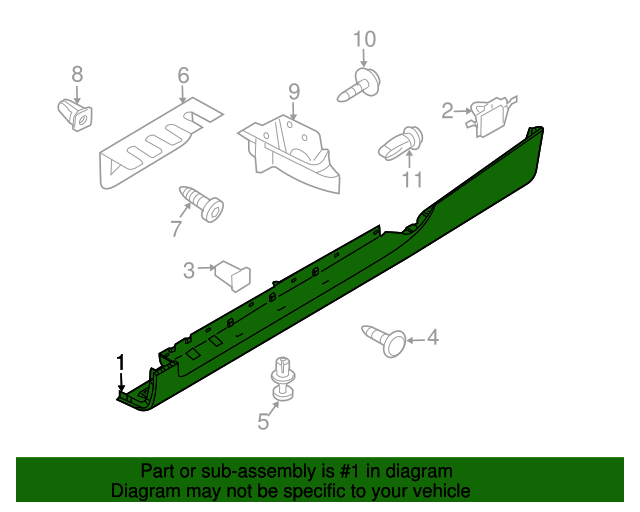 2009-2015 Audi Rocker Molding 8J0-853-855-B-GRU | Audi USA Parts