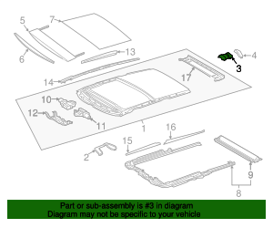 2016-2022 Lexus Sunroof Panel Center Bracket 63243-0E070 | OEM Parts Online