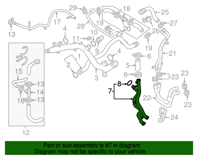 2005-2015 Audi Engine Coolant Pipe 06E-121-044-AF | Audi USA Parts