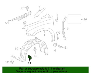 2010-2015 Lexus Fender Liner Pad 53851-0E030 | Retail Performance Auto ...