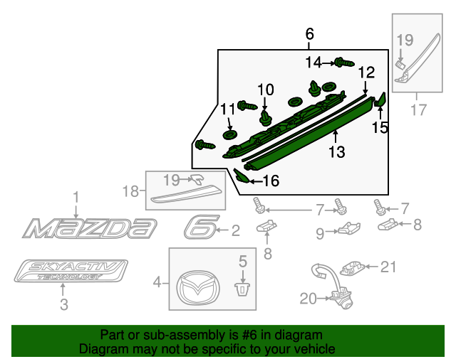 2014-2017 Mazda 6 OEM NEW 2014-2017 Mazda 6 Finish Molding W/Smart Key ...