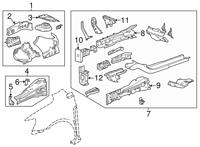 2012-2020 Chevrolet Sonic Passenger Side Engine Compartment Outer Side ...