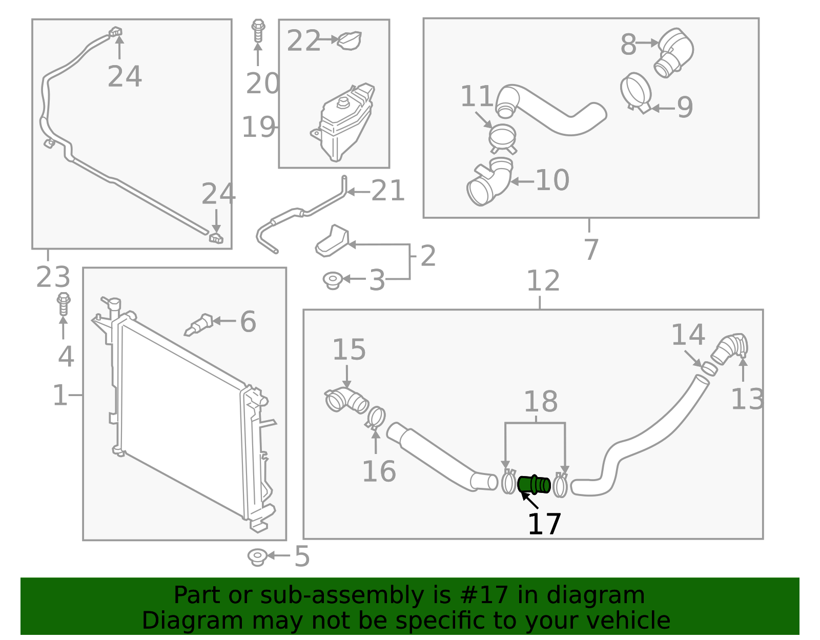 25485-P2500 - Radiator Coolant Hose Adapter 2021-2023 Hyundai Santa Fe ...
