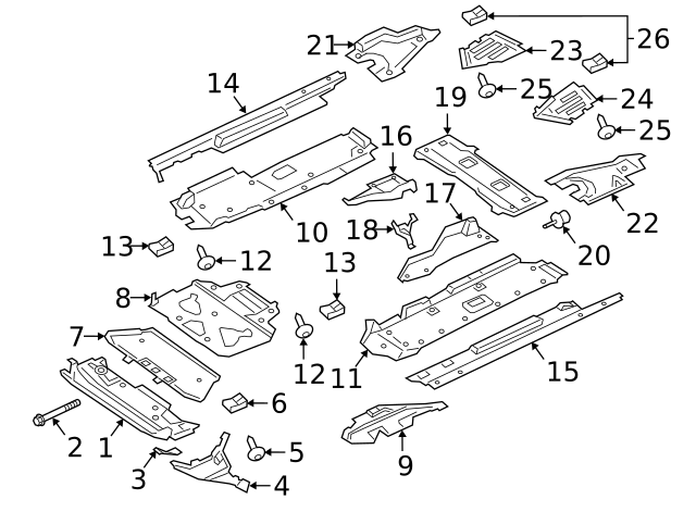 9Y0-825-213 - Floor Pan Splash Shield 2019-2023 Porsche Cayenne ...