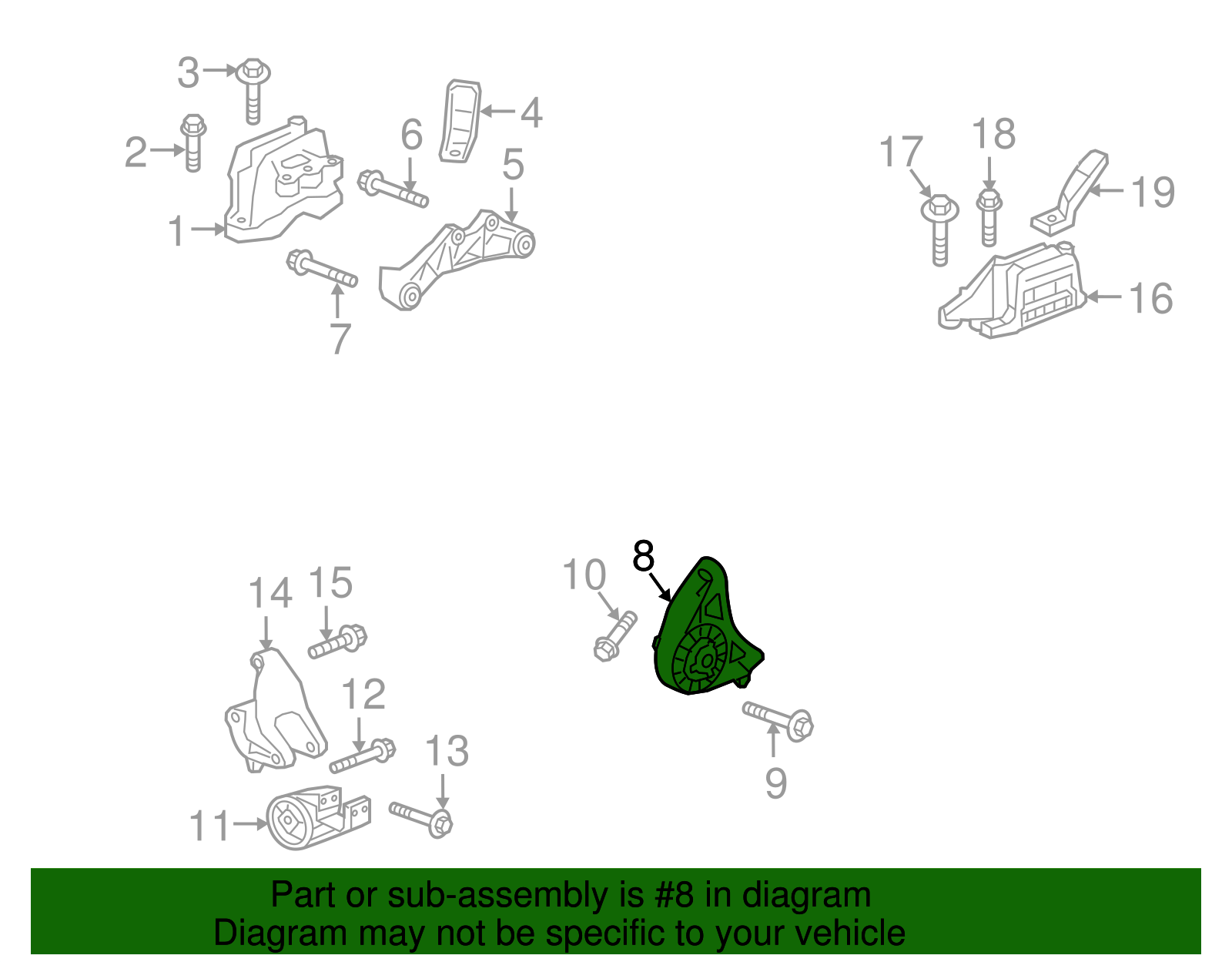 2017-2019 GMC Acadia Front Automatic Transmission Mount 84227353 GM ...