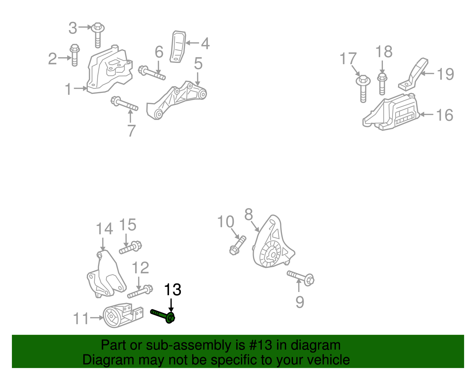 2018-2025 GM Rear Transmission Mount Bolt 11549251 GM | GMPartsDirect.com