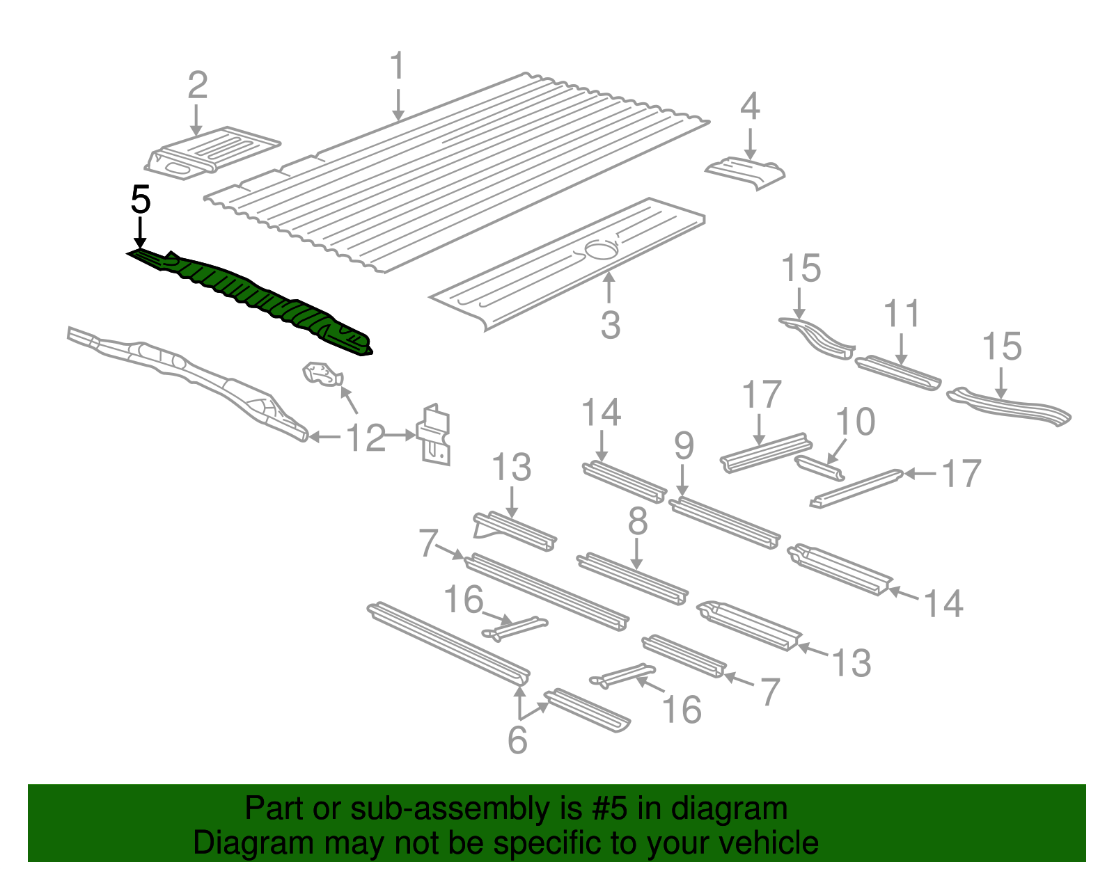 1996-2025 GM Rear Floor Panel Rear Extension 12380306 GM ...