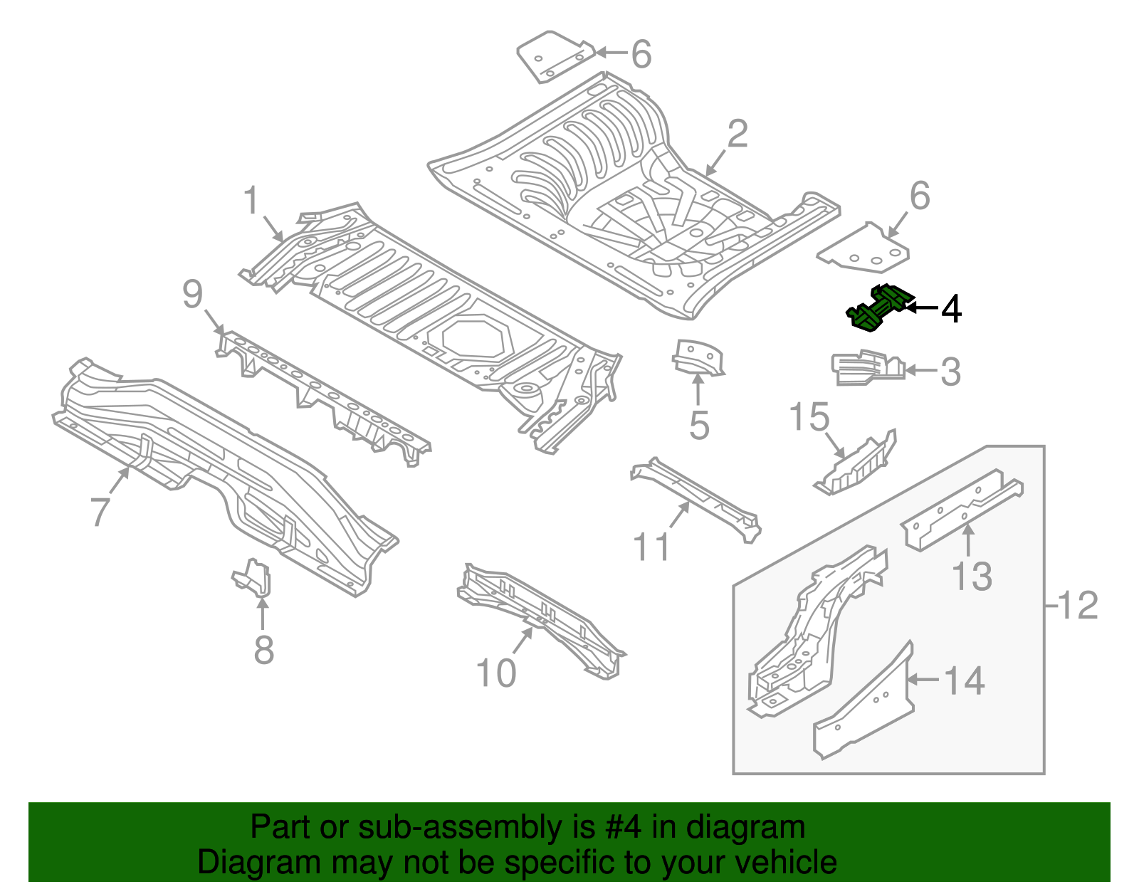 2014-2019 Nissan Versa Note Rear Floor Pan Bracket F4824-3WCMA | Nissan RVA