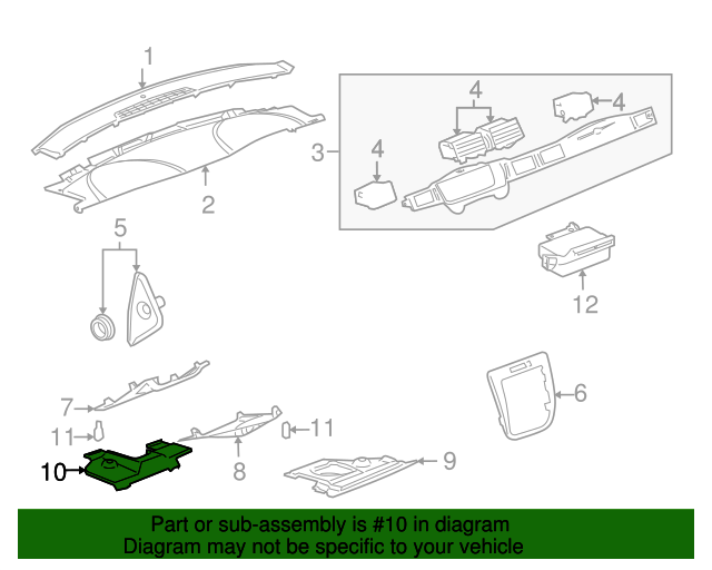 2006-2016 Chevrolet Ebony Driver Side Instrument Panel Insulator ...