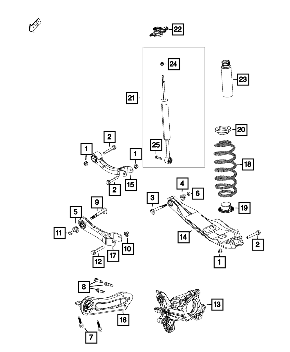 2014-2018 Jeep Cherokee Rear Knuckle, Left 05090073AE | OEM Parts Online