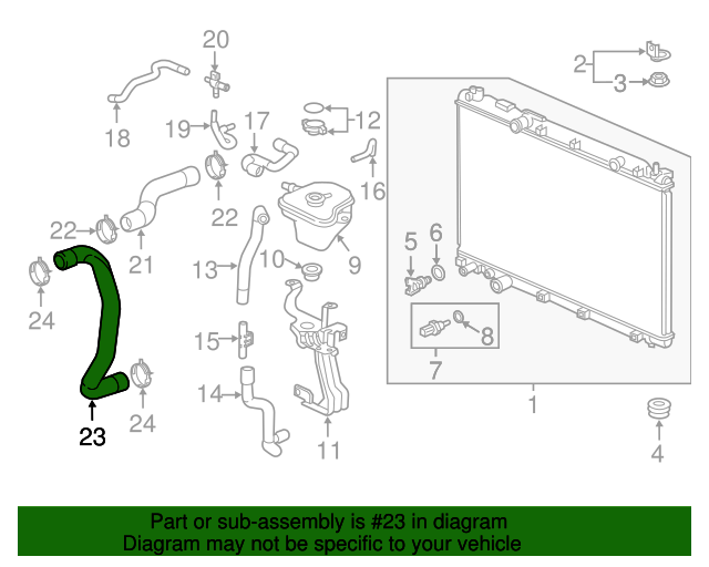 2017-2022 Honda CR-V Radiator Coolant Hose 19502-5PA-A00 ...