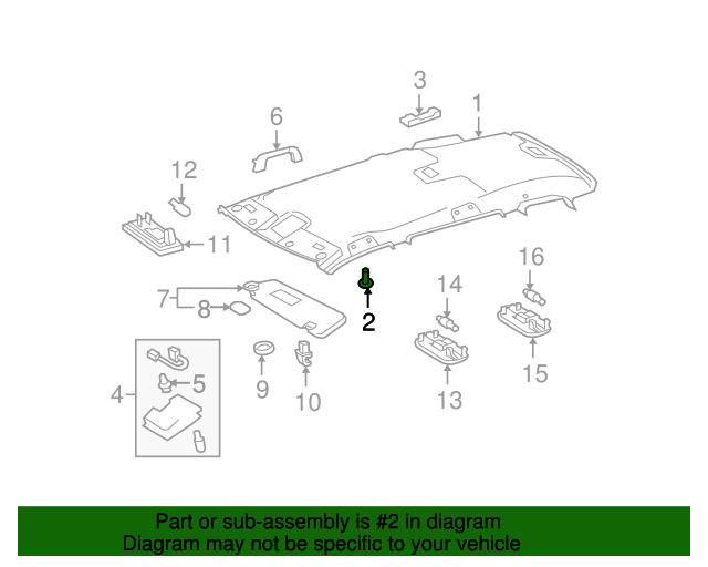 2008-2013 Toyota Highlander Headliner Clip 63395-48010-E0 | Toyota ...