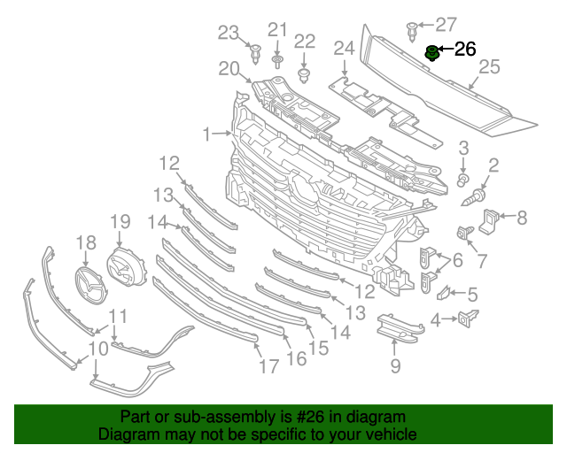 2013-2019 Mazda Grille Cover Clip TK21-50-355 | Mazda-Parts