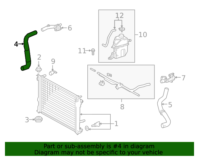 2018-2020 Toyota Radiator Hose 16572-0P380 | Toyota Parts Center