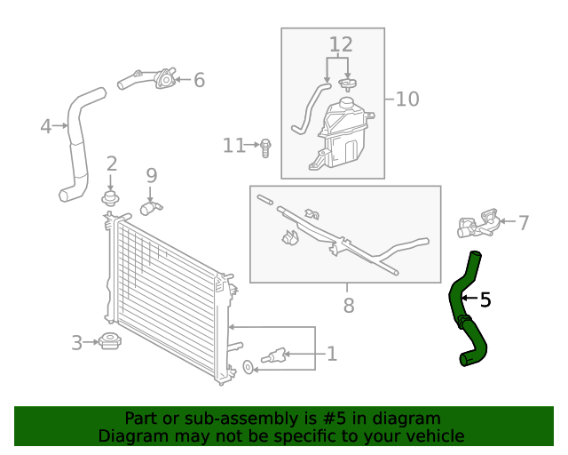 2018-2023 Toyota Radiator Coolant Hose 16573-F0070 | Toyota Parts Center