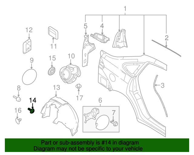 2008-2011 Ford Focus Splash Shield Screw -W700501-S435 | QuirkParts