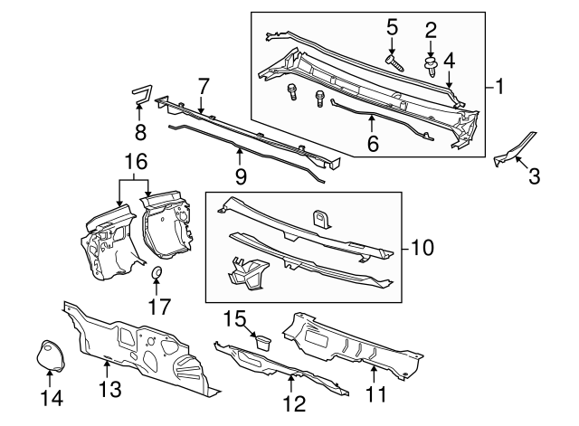 2010-2016 Buick LaCrosse Plenum Water Deflector Support 20927329 ...