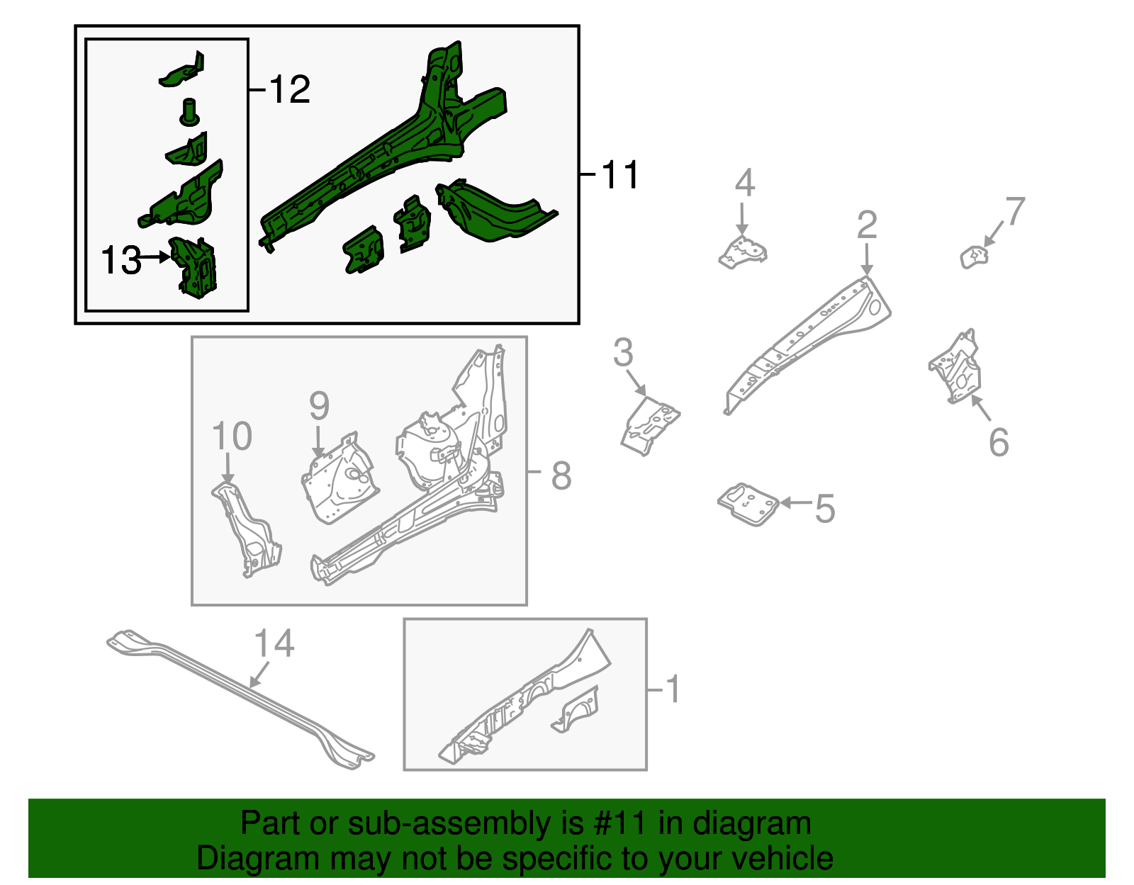 2013-2019 Ford Inner Rail - Passenger Side (RH) DA8Z-7410008-A ...