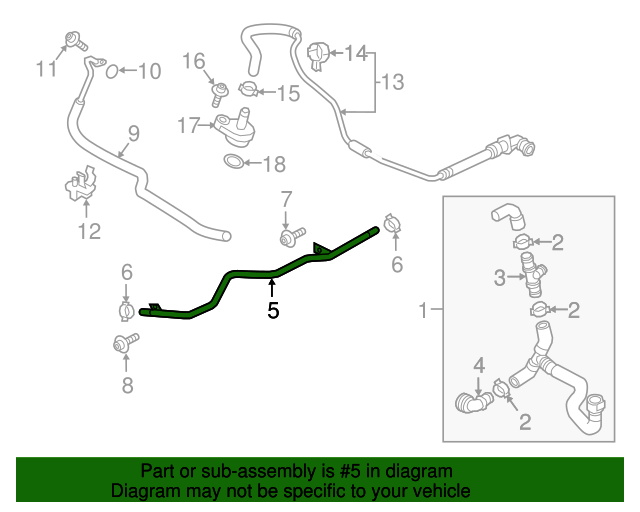 2016-2018 Audi Center Hose 06L-121-075-B | OEM Parts Online