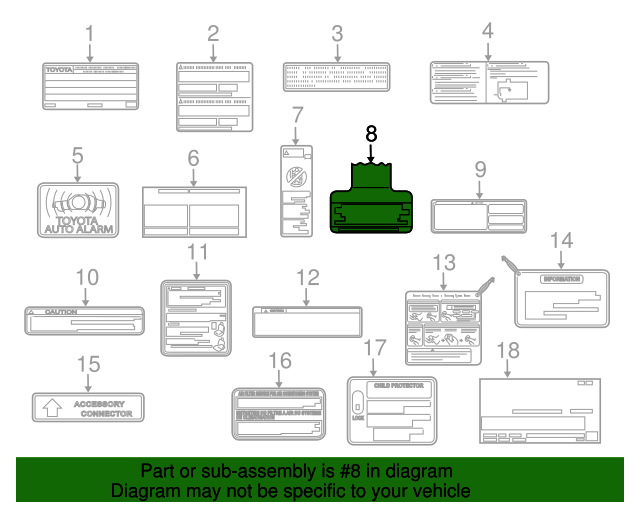 74599-48020 - Air Bag Label - 2005-2023 Toyota | OEM Genuine Toyota Parts