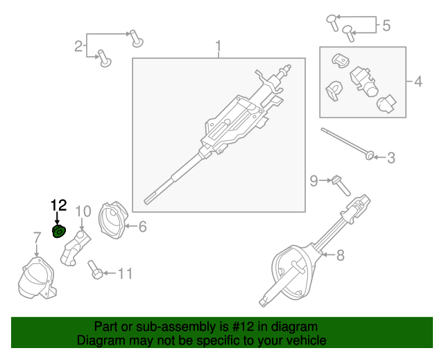 W711470-S424 - Steering Shaft Universal Joint Nut 2008-2014 Ford ...