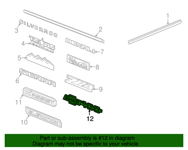 2018 GM Body Side Rear Marketing Name Plate 84149657 | OEM GM Parts