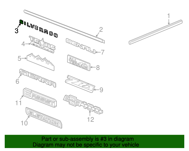 1999-2019 Chevrolet Vehicle Name Plate 84306694 GM | GMPartsDirect.com
