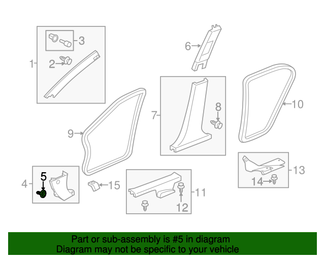91560-SZW-J01 - Clip, Pillar Garnish (Light Yellow) - 2011-2021 Honda ...