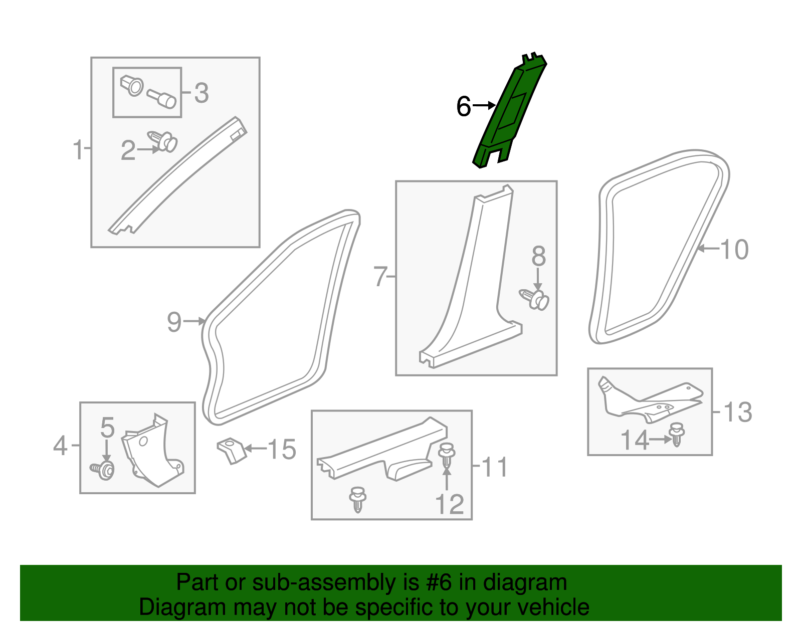 2013-2017 Honda Accord Upper Center Pillar Trim 84111-T2A-A01ZA | Honda ...