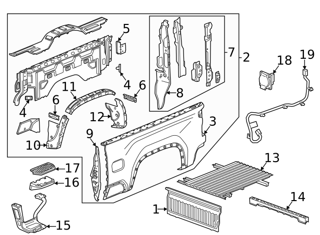 2020-2023 Chevrolet Driver Side Pickup Box Side Panel Rear Inner Pillar ...
