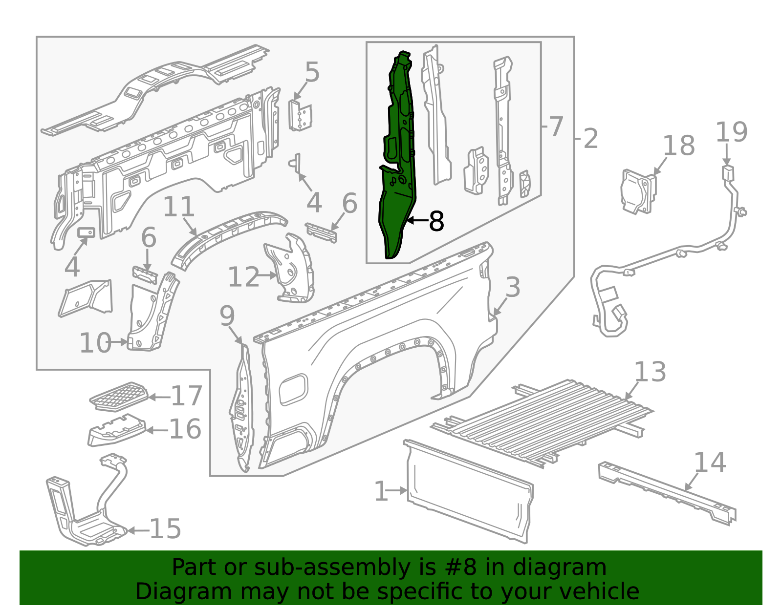 2020-2025 GM Pickup Box Passenger Side Panel Rear Outer Front Pillar ...