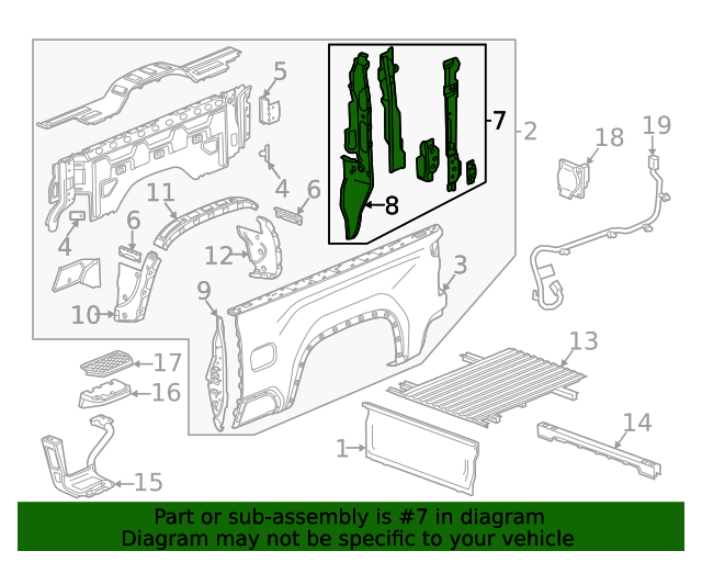 84515858 - Passenger Side Pickup Box Side Panel Rear Inner Pillar 2020 ...
