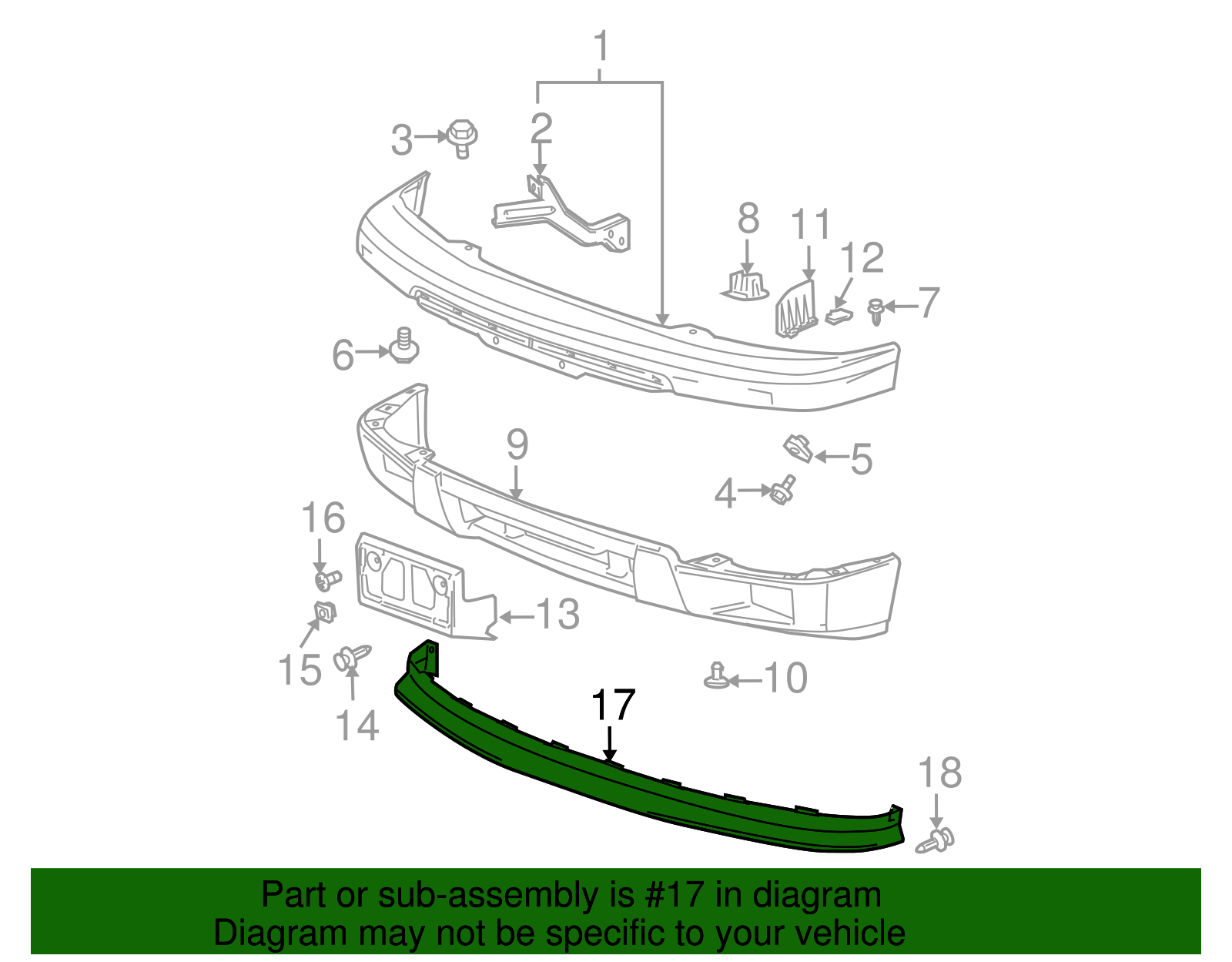 15888037 - Black Front Bumper Fascia Extension 2004-2012 GM | Gateway ...