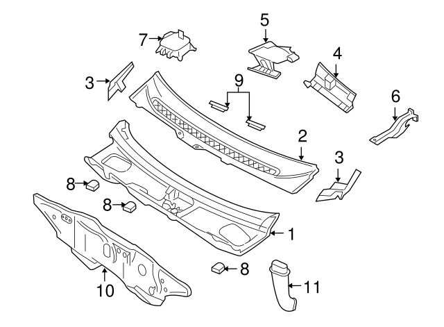 2008-2009 Ford Taurus X Panel Asm Cowl Top 8F9Z7402010A | TascaParts.com