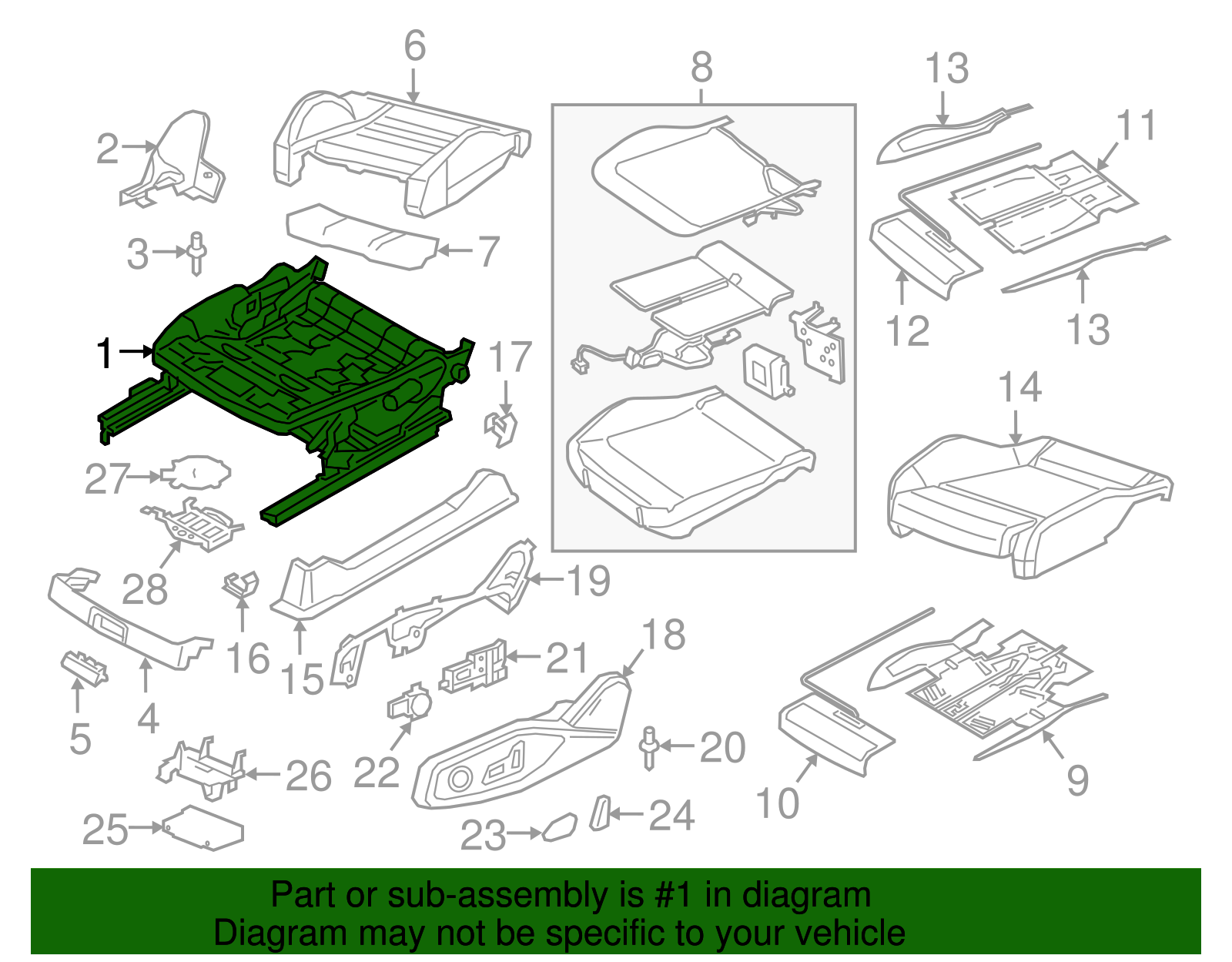 2018-2024 Audi Cushion Frame 80A-881-105-E | Audi USA Parts