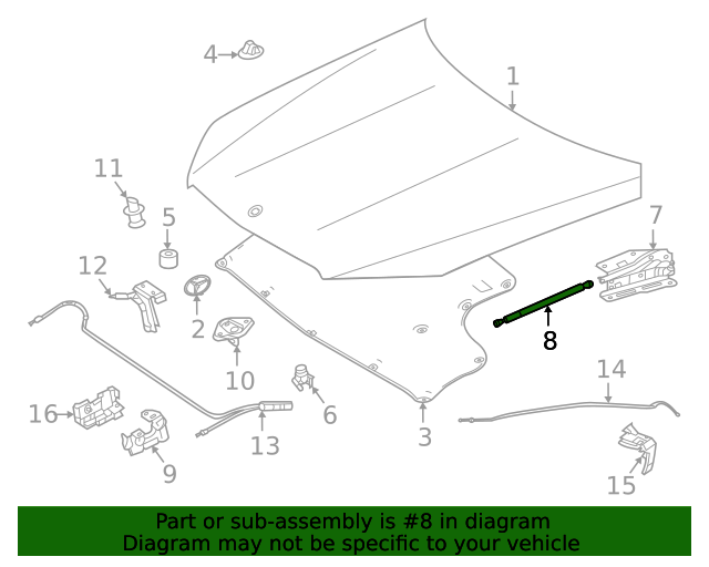 167-980-00-00 - Hood Lift Support 2020-2023 Mercedes-Benz ...