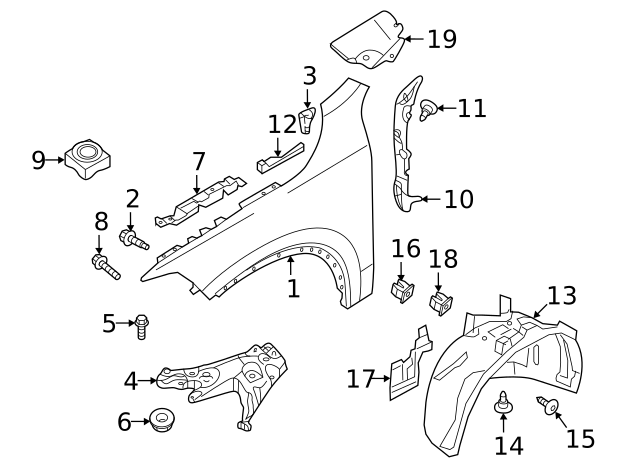 2019-2020 Volvo Fender Spacer - Passenger Side (RH) 32277127 ...