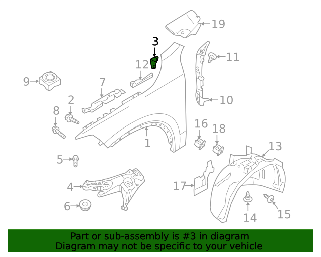2019-2020 Volvo Fender Spacer - Passenger Side (RH) 32277127 ...