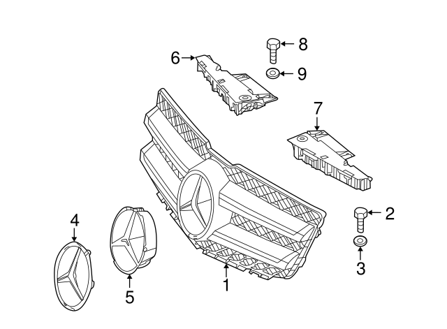 204-880-02-83-9776 - Grille Assembly - 2010-2012 Mercedes-Benz GLK 350 ...