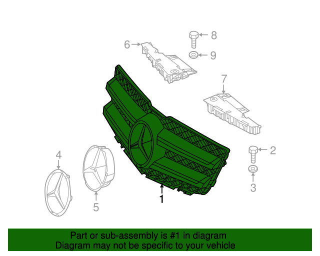 2010-2012 Mercedes-Benz GLK 350 Grille Assembly 204-880-02-83-9776 | MB ...