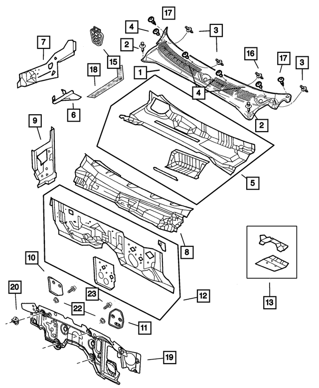 2003 Dodge Durango Dash Panel-Engine Compartment Silencer 55361003AH ...