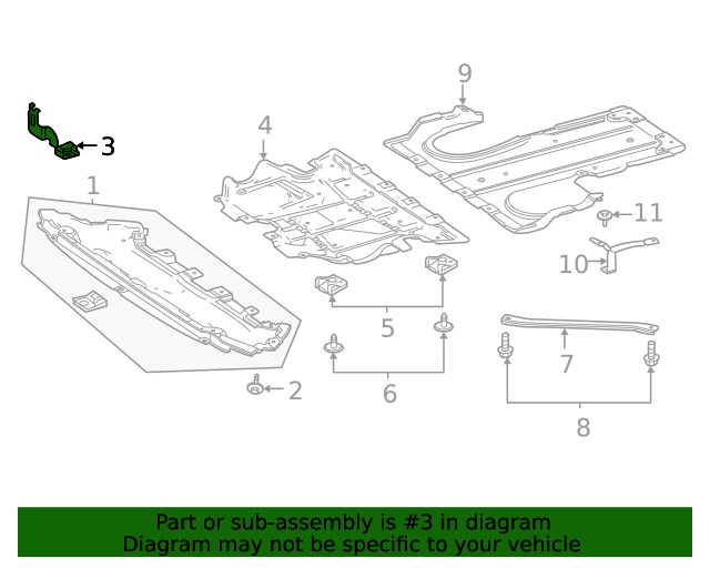 253-524-00-00 - Front Shield Bracket 2020-2022 Mercedes-Benz GLC 300 ...