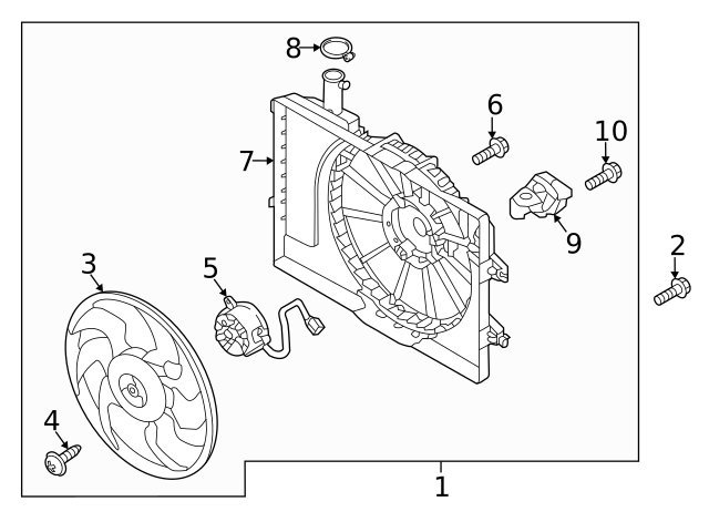 2021-2024 Hyundai Elantra Engine Cooling Fan Shroud 25350-AA000 ...